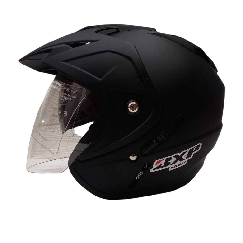 Jual HELM DUKE SOLID BLACK DOFF DOUBLE VISOR HALF FACE MURAH SNI ...