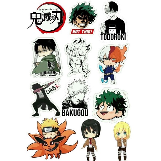 Jual (COD) Sticker ANIME ALL IN ONE aesthetic cute chibi AOT | Shopee ...