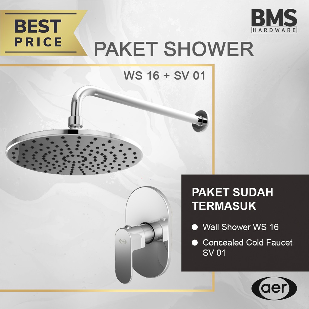 Jual AER PAKET Wall Shower WS 16 + Kran Air Dingin SV 01 Shower Mandi | Shopee Indonesia