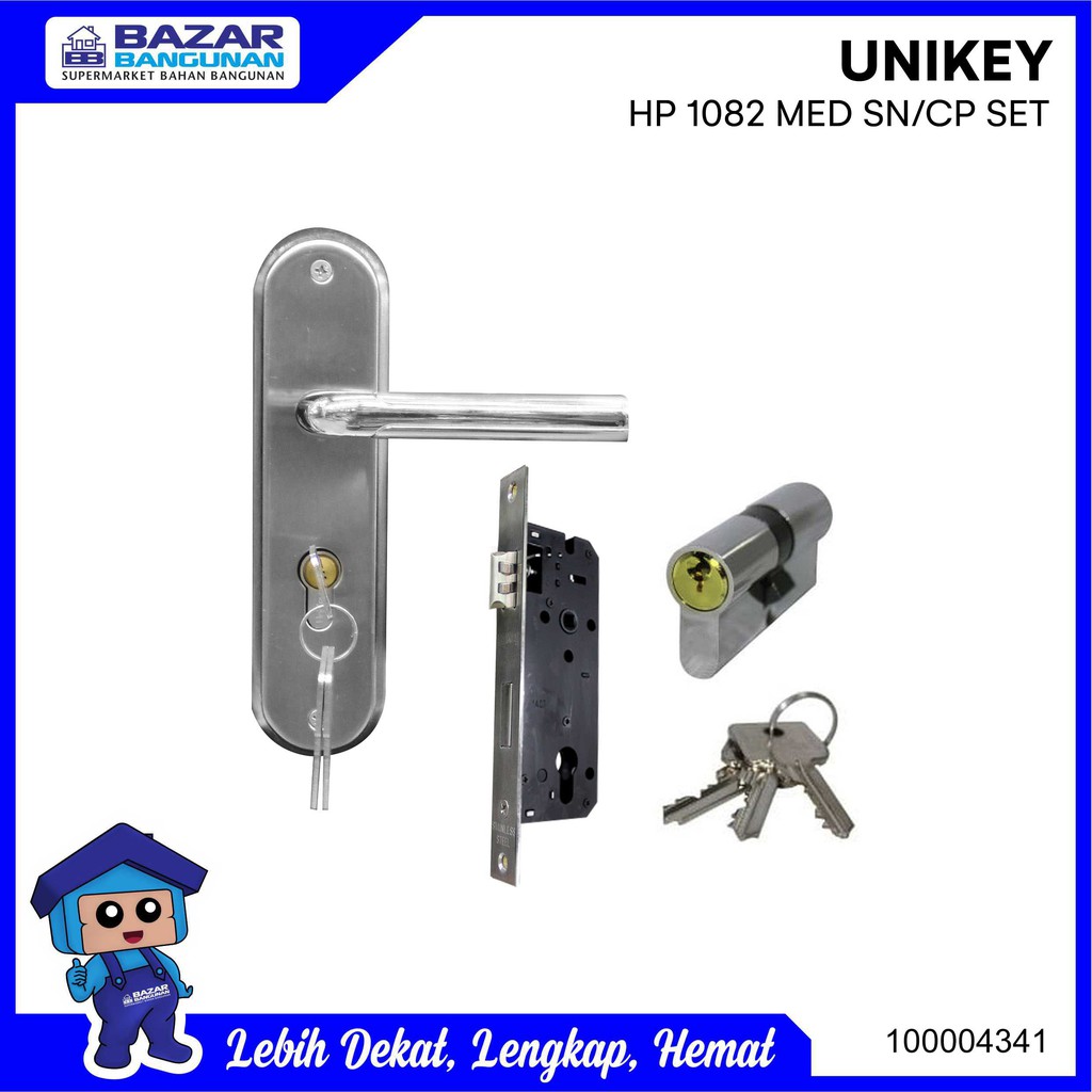Jual Unikey - Paket Gagang Pintu / Handle Set Hp 1082 Med Sn/Cp ...