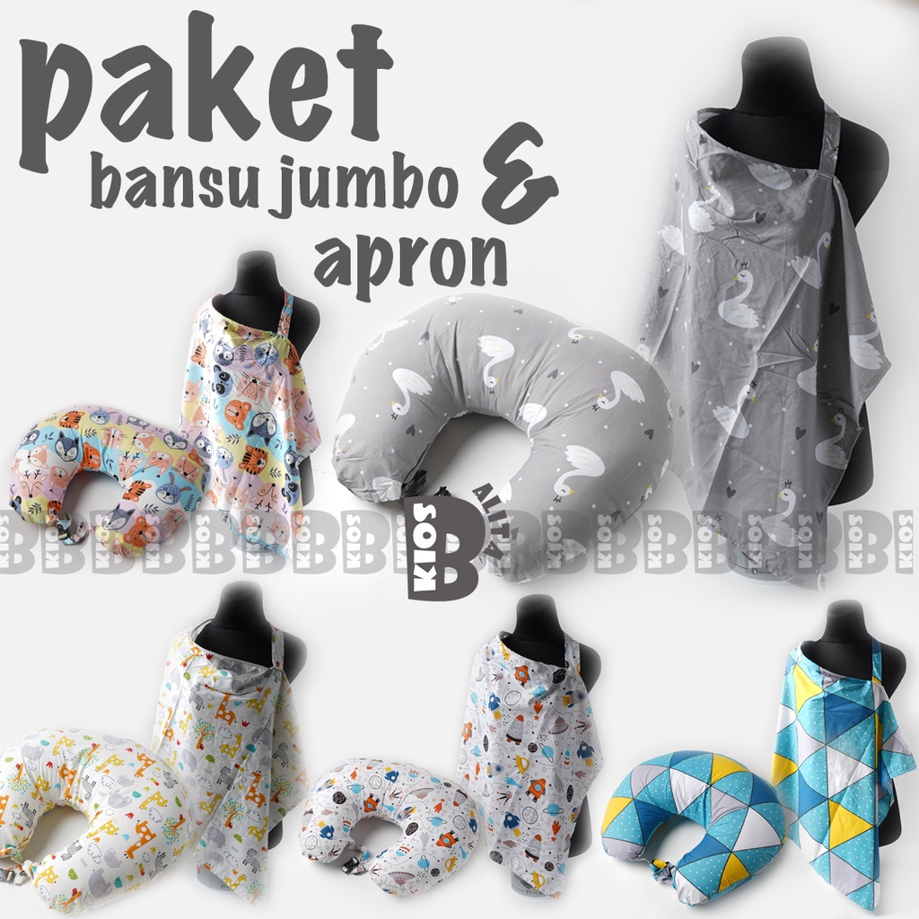 Jual PAKET BANSU BANTAL MENYUSUI JUMBO + APRON COVER MENYUSUI TERMURAH ...