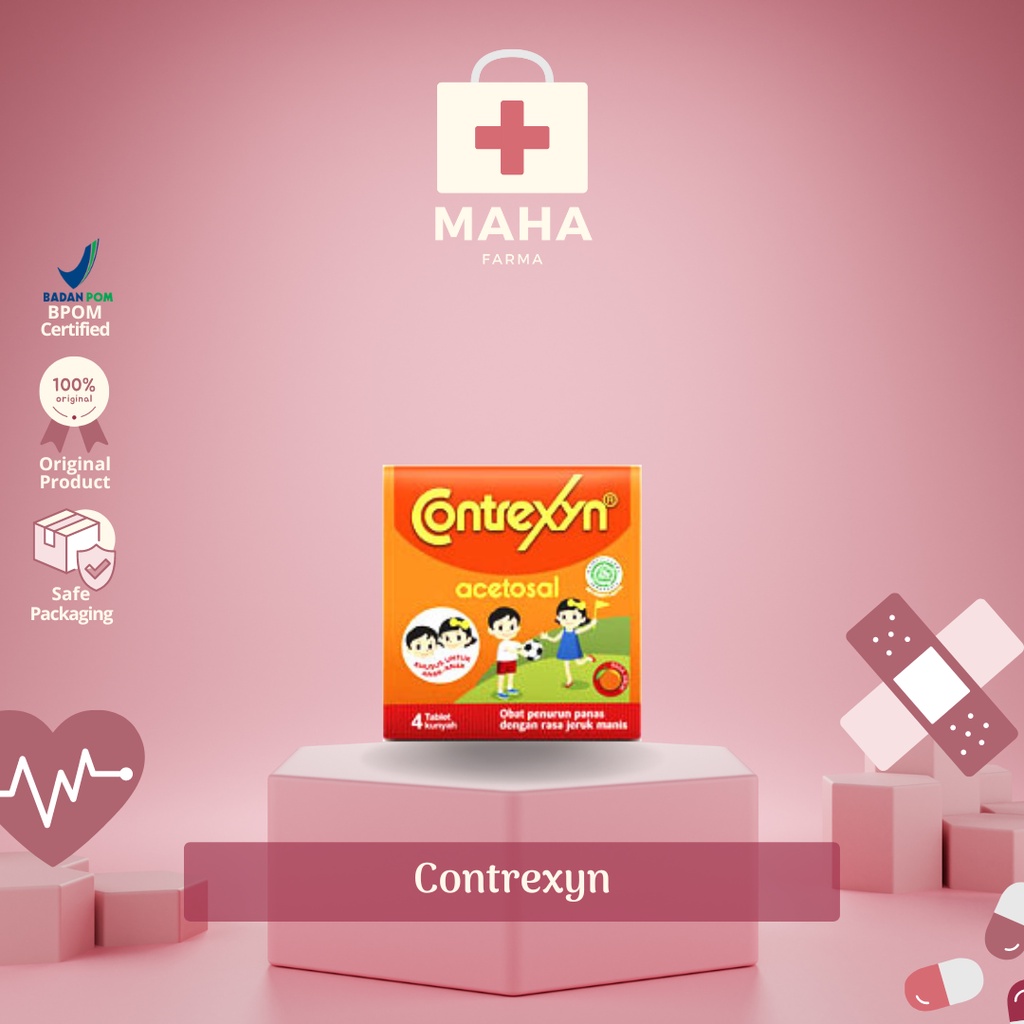 Jual Contrexyn 1 Strip 4 Tablet Kunyah Pereda Nyeri Demam Sakit Gigi ...