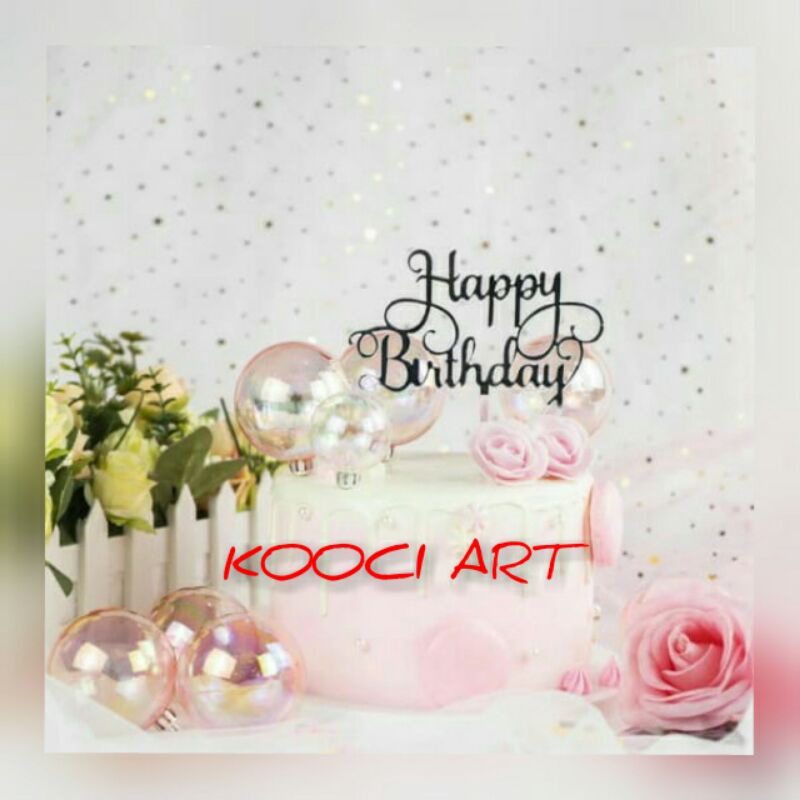 Jual Cake topper bola mutiara hologram transparan 4 cm/topper kue ulang ...