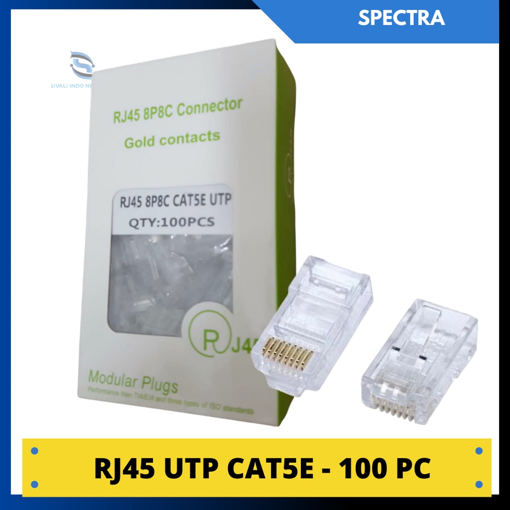 Jual KONEKTOR RJ45 UTP CAT5E ISI 100 PC | Shopee Indonesia