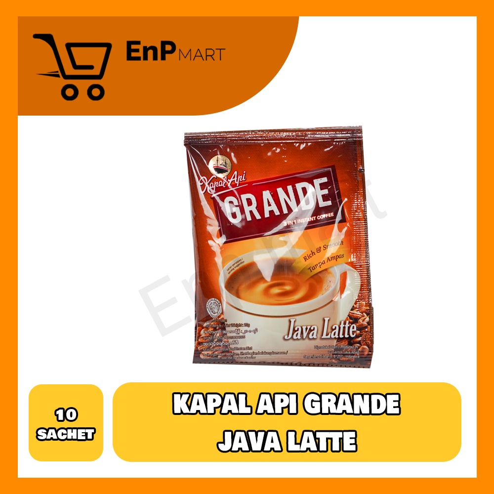Jual Kopi KAPAL API GRANDE Java Latte - 1 Renceng 10 sachet | Shopee ...