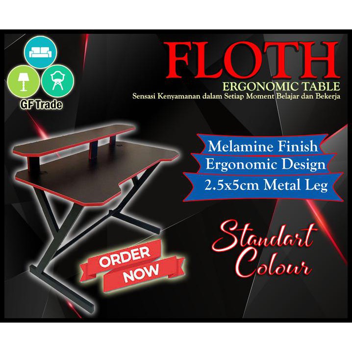 Jual Meja Gaming Meja Komputer Meja Kerja Floth Fl120 - Merah | Shopee ...