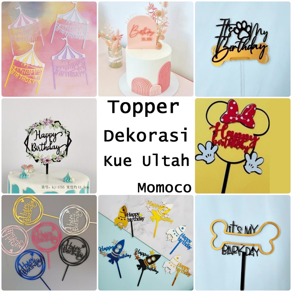 Jual Cake Topper Toper Tusuk Kue Ulang Tahun Ultah Tart Happy Birthday ...