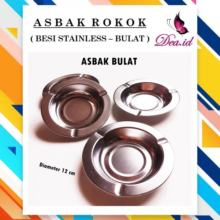 Jual [DEASTORE] ASBAK ROKOK BESI STAINLESS BENTUK BULAT / KOTAK ...