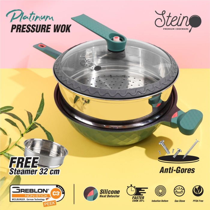 Jual TERBARU READY STEINCOOKWARE PLATINUM PRESSURE WOK STEAMER PANCI ...