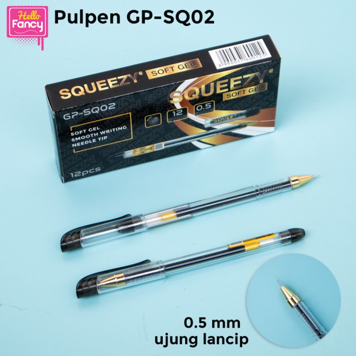 Jual Gel Pen Halus Pulpen Gel Pena Squeezy 0.5 MM 1 Pak isi 12 Pcs ...