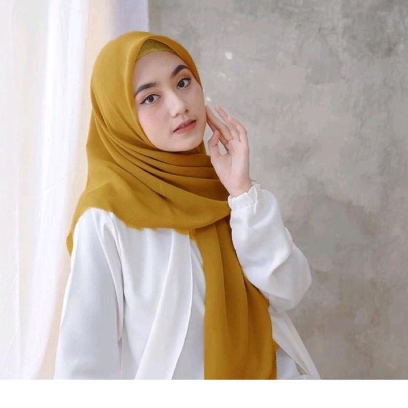 Jual Paris Premium Hijab Segiempat Paris Premium Kuning Jahit Tepi Anti ...