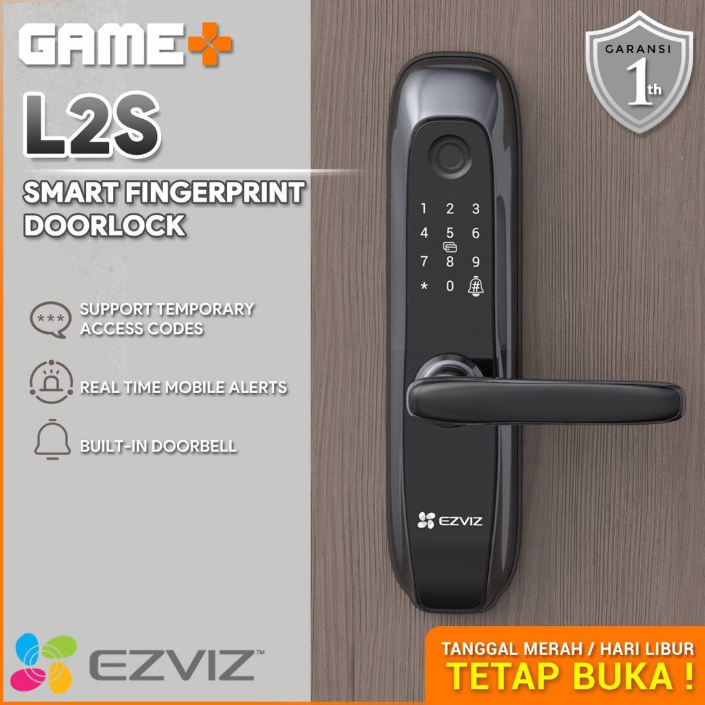 Jual EZVIZ L2S SMART FINGERPRINT LOCK BUILT-IN DOORBELL BERGARANSI RESMI | Shopee Indonesia