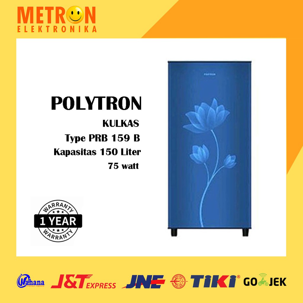 Jual POLYTRON PRB 159 B / BLUE GREEN METAL KULKAS 1 PINTU 150 LT ...