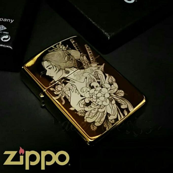 Jual Korek api Zippo Gold Brass Grafir laser YAKUZA GIRL Motif GEISHA | Shopee Indonesia