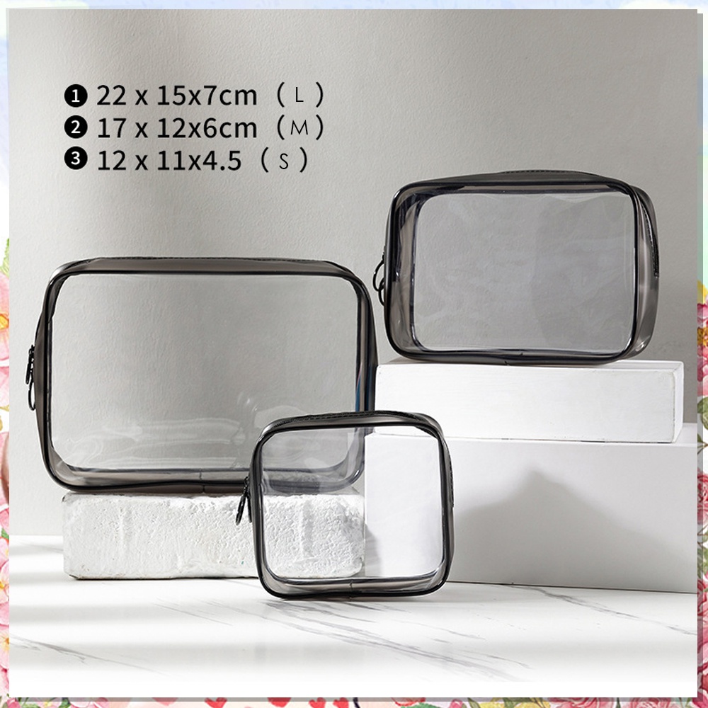 Jual Tas Pouch Kosmetik Polos Transparan Anti Air Tempat Make Up Pouch ...