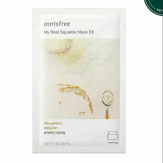 Jual Innisfree My Real Squeeze Mask - Rice EX (Purifying) sheet mask | Shopee Indonesia