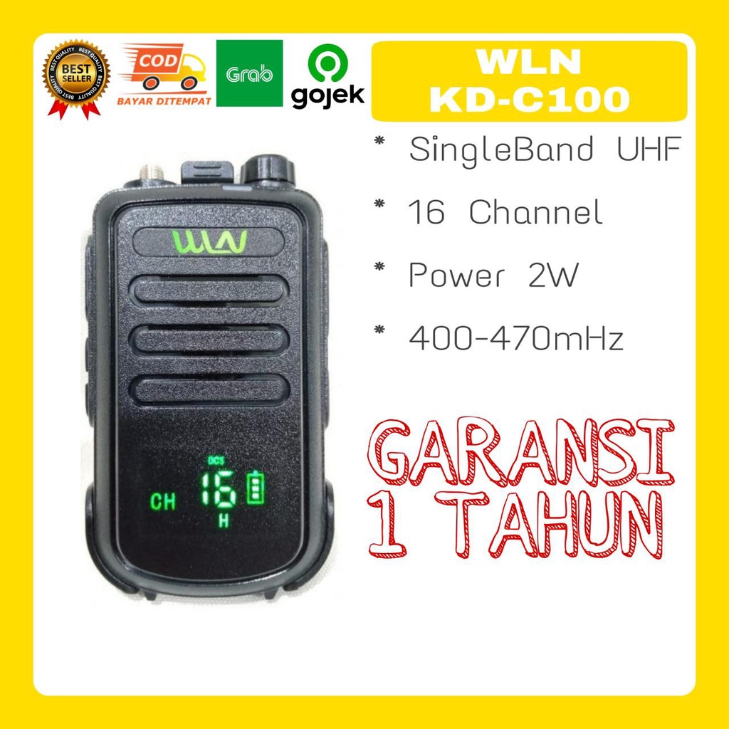 Jual HT Wln KD-C100 UHF (400-470 MHz) fullset Single Band Walkie Talkie Ht WLAN Kd C100 UHF ...