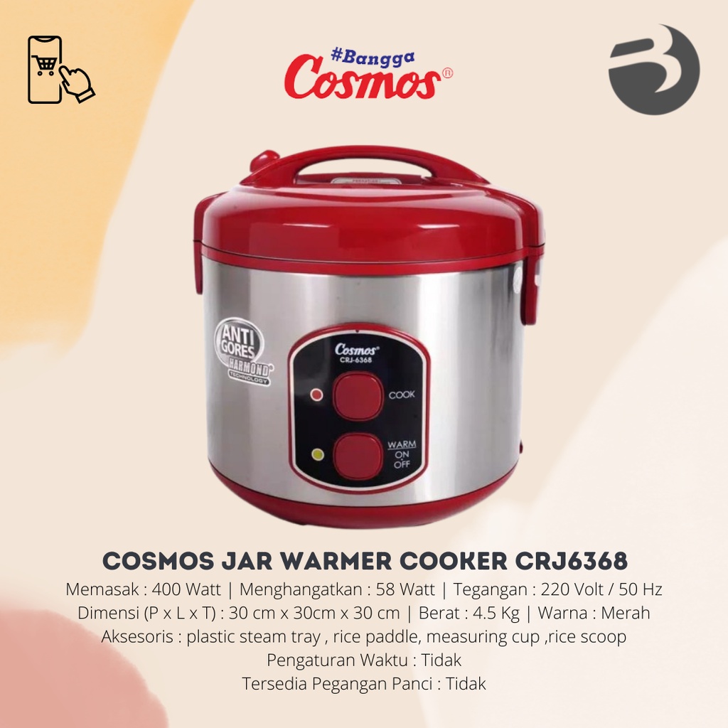 Jual COSMOS JAR WARMER COOKER CRJ6368 / CRJ 6368 HARMOND [GARANSI RESMI ...