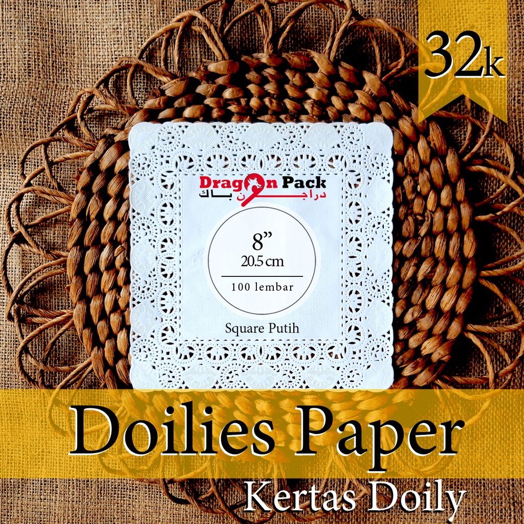 Jual Kertas Doilies Paper Square Putih 8" (20.5cm) isi 100 lembar ...