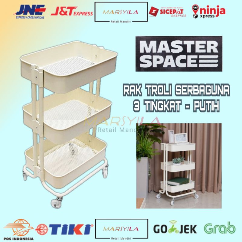 Jual RAK KERANJANG FLEXIBLE TROLI BESI SERBAGUNA 3 TINGKAT PUTIH ...