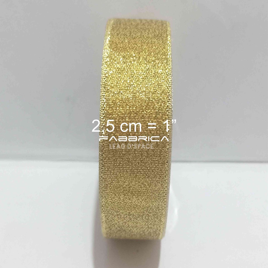 Jual Fabbrica - Pita Satin Gliter Emas Roll / Kain Glitter Gold Rol ...