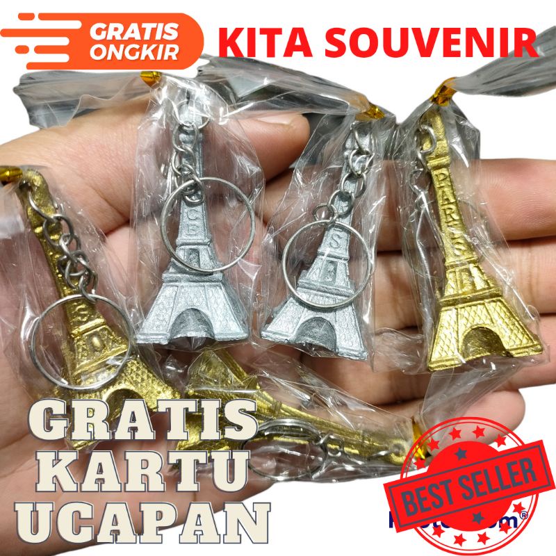 Jual 1 PACK 100 PCS Souvenir Pernikahan Gantungan Kunci Paris Menara Eifel Resin GRATIS KARTU ...