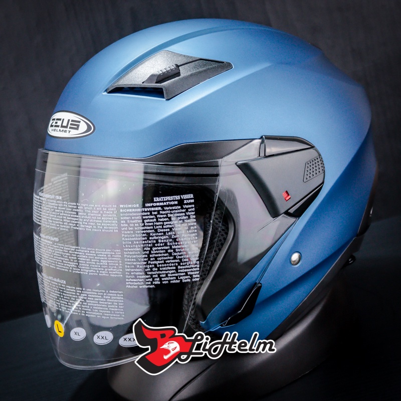 Jual HELM ZEUS ZS 611 BLUE DOFF | ZS611 HALF FACE HELMET SNI | DOUBLE ...