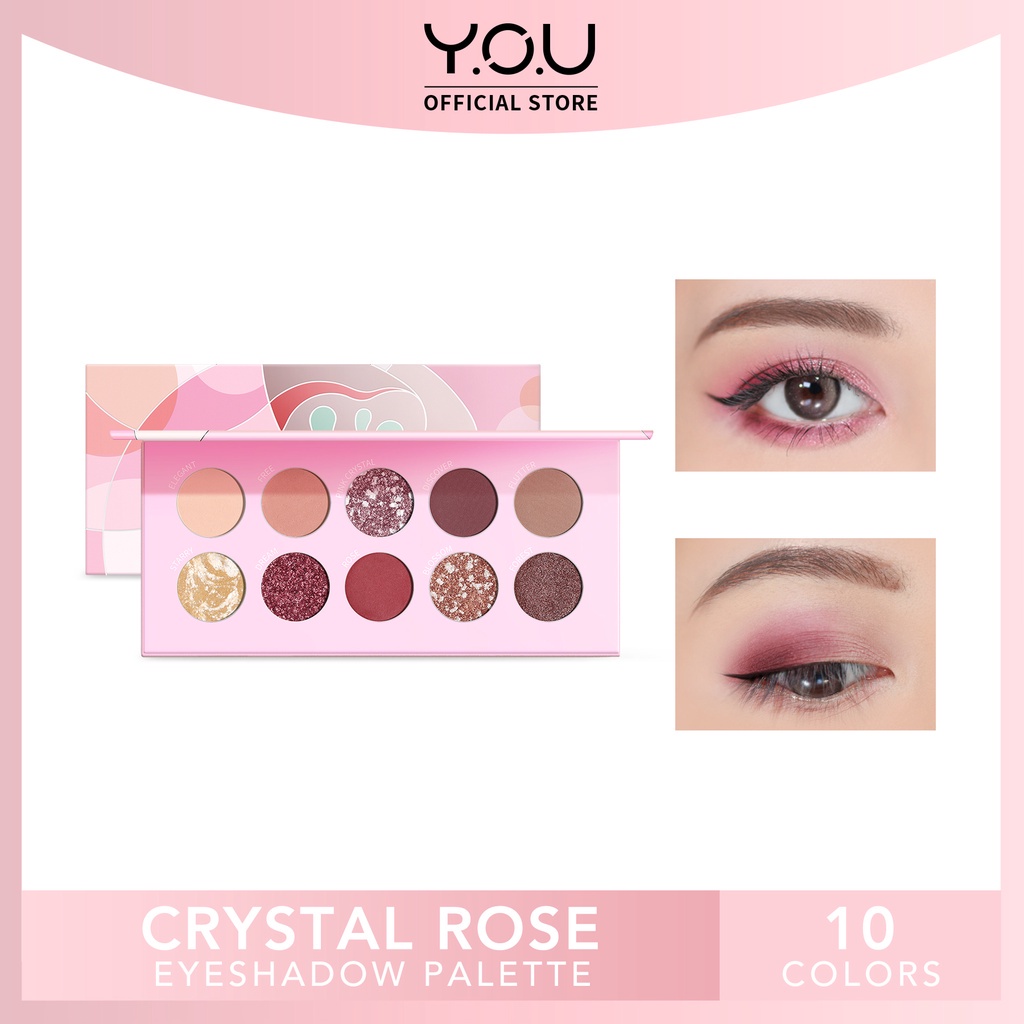Jual Crystal Rose Eyeshadow Palette 10 color [High Colour Pay-off ...