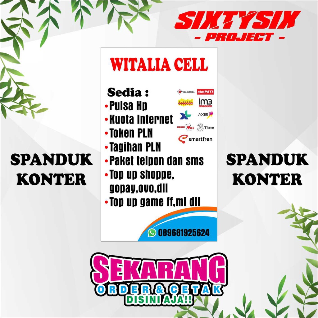 Jual SPANDUK/BANNER/BACKDROP KONTER CELL MURAH TERBARU Ukuran 80x40 ...