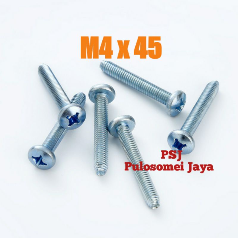 Jual Baut JP / M4 x 45 / Machine Screw Galvanis (10 Pcs) | Shopee Indonesia