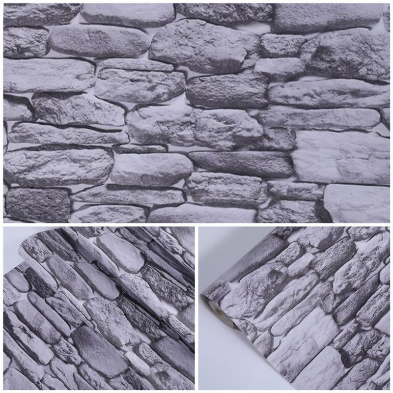 Jual Wallpaper Dinding Abu Abu Motif Batu Alam pegunungan | Shopee ...