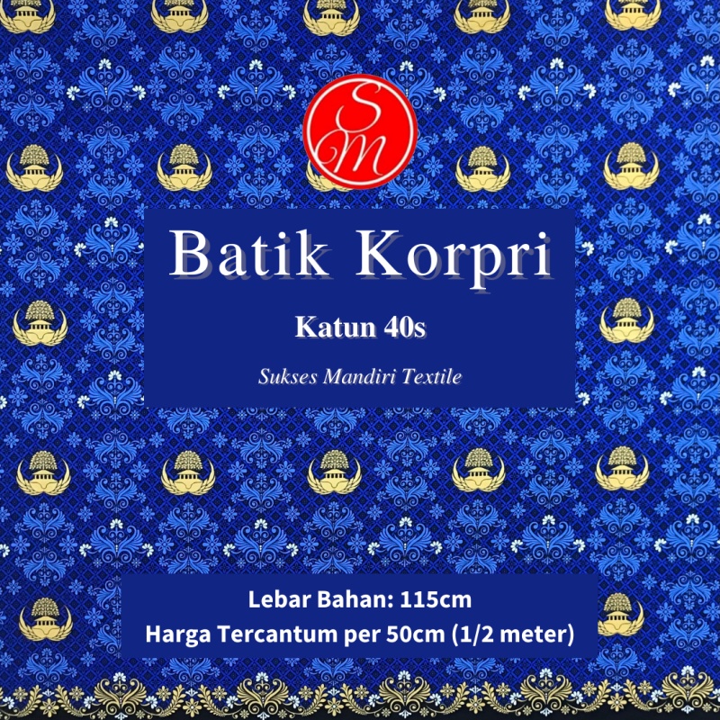 Jual Kain Batik Korpri 40s C40s C40 | Harga ½ meter = 50 cm (Bahan ...