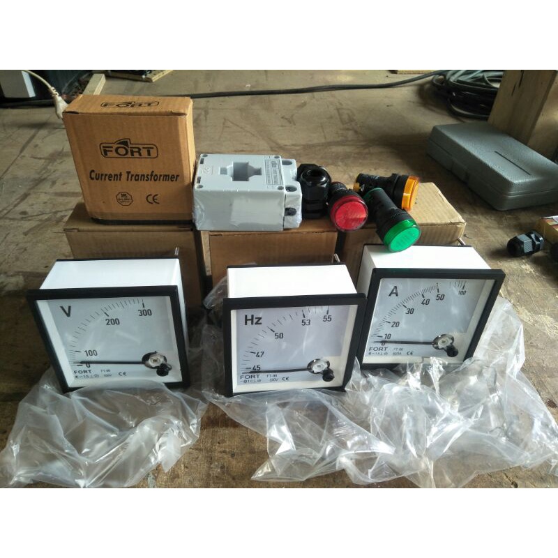 Jual SATU PAKET Hz meter / Voltmeter / Ampere meter / CT / Pilotlamp ...