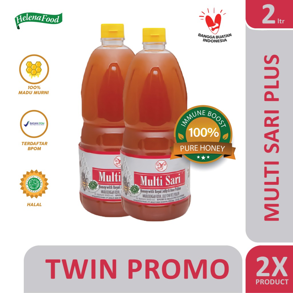 Jual Multisari Plus 2000 ml Madu Murni Asli Royal Jelly dan Bee Pollen ...