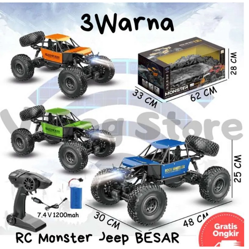 Jual Mobil Remote Control Ukuran Besar RC Jeep Monster Crawler RDR1074 ...