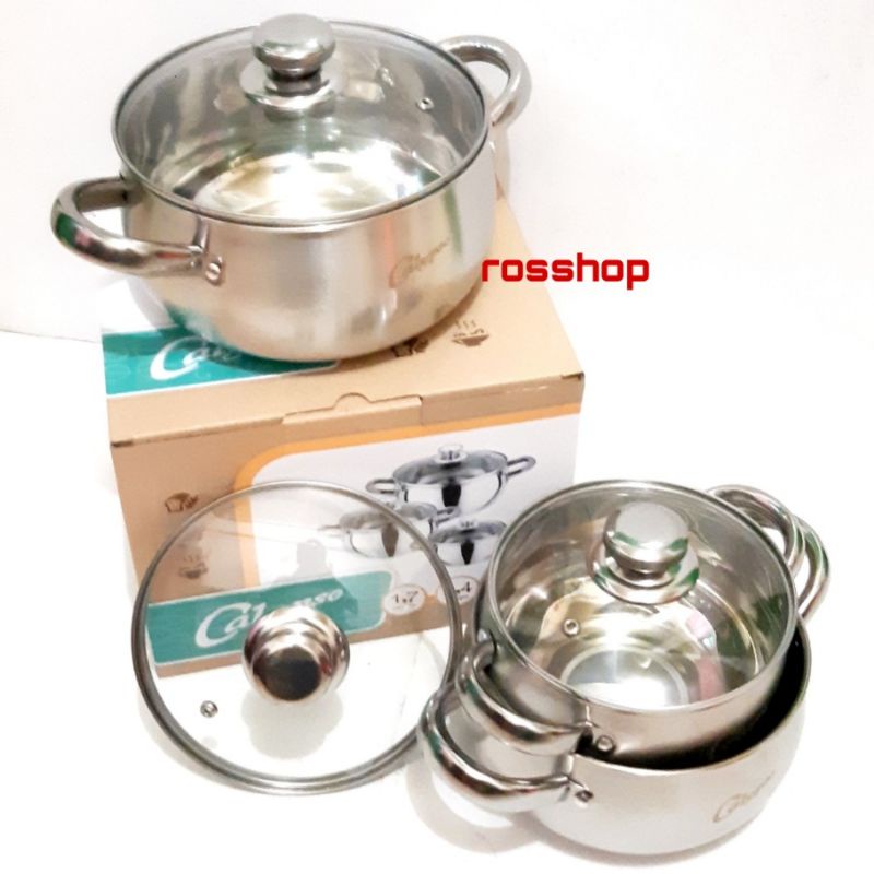 Jual Panci Soup Labu Panci Set 3 pcs Calypso Stainless Steel/Panci Labu ...