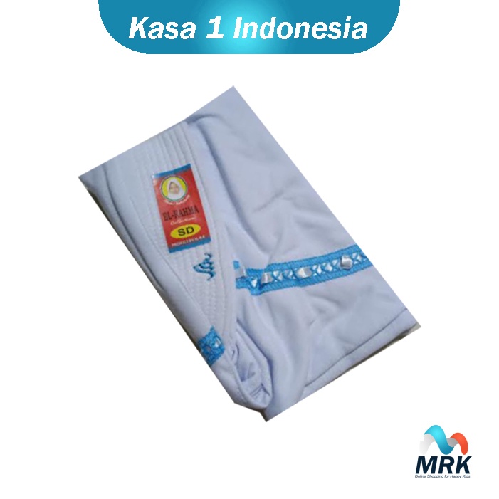 Jual Jilbab Sekolah Anak Perempuan TK / PAUD Warna Putih List Biru ...