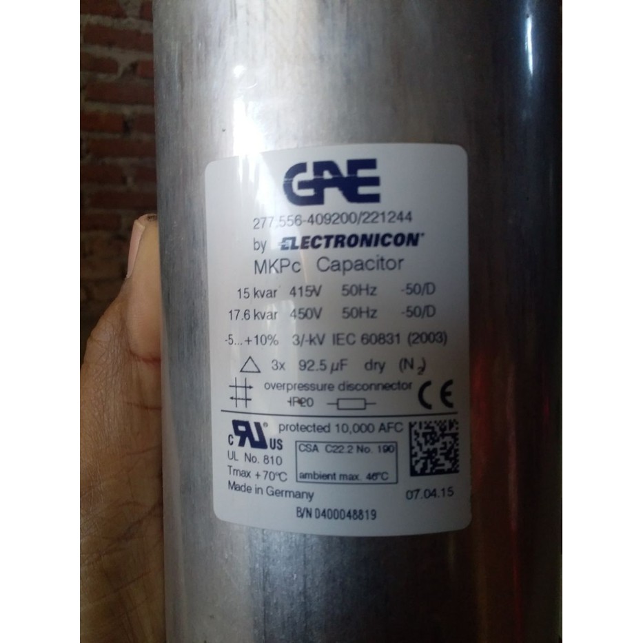 Jual Kapasitor bank gae 15kvar 415v / capacitor bank gae 15 kvar 415v ...
