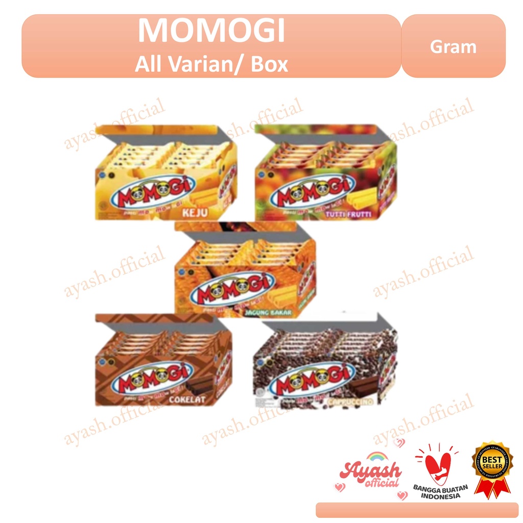 Jual MOMOGI Wafer All Varian Rasa dalam box | Shopee Indonesia