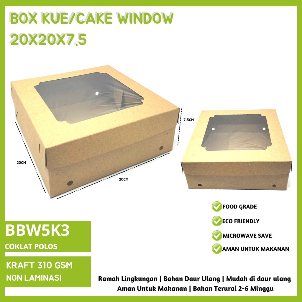 Jual Box Kue Window Dus Nasi Catering- BBW5K3-20X20X7.5 No Laminasi ...