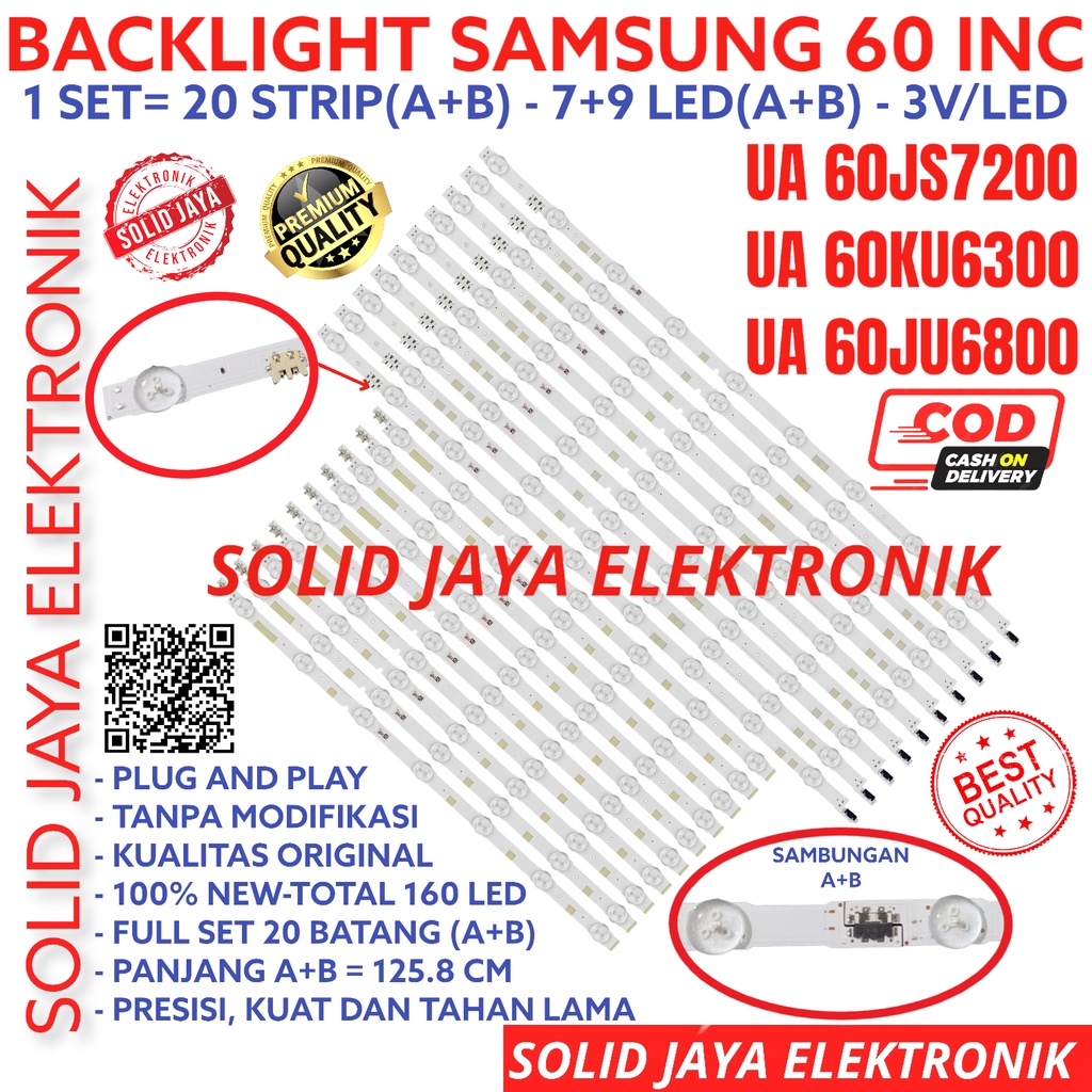Jual BACKLIGHT TV LED SAMSUNG 60 INC UA 60JS7200 60JU6800 60KU6300 UA60JS7200 UA60JU6800 ...