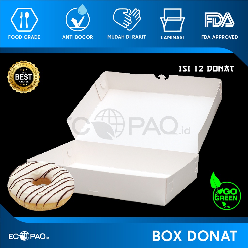 Jual Box Donat - Kotak Donat - Dus Donat Donut - PUTIH- Isi 12 (10 pcs ...