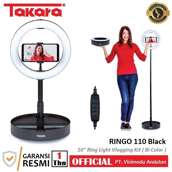 Jual Takara Ringo 110 10 inch LED Ring Light Vlogging Kit Bi Color ...