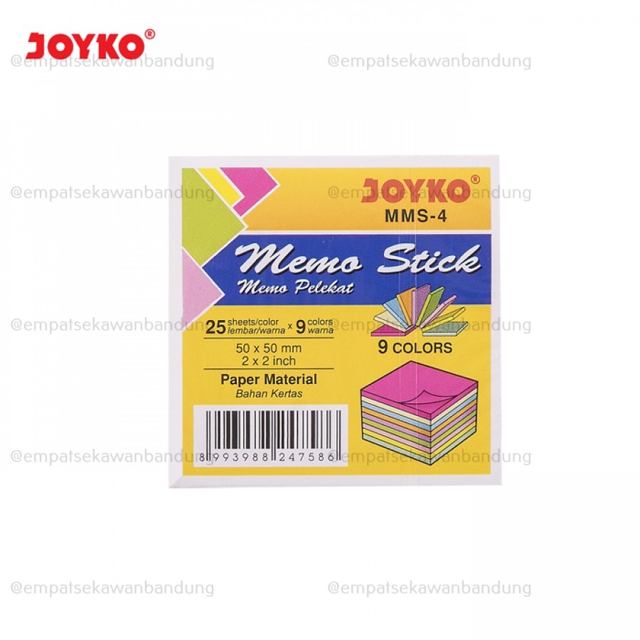 Jual Memo Stick / Sticky Note Joyko MMS-4 Kecil Isi 9 Warna 50 x 50 mm ...