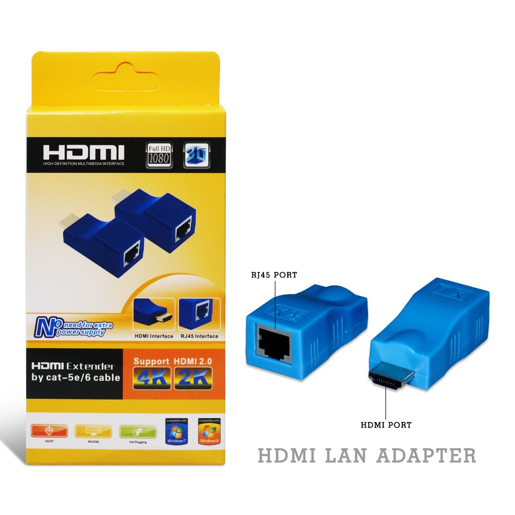 Jual HDMI Lan Adapter - HDMI Extender By Cat 5e - 6 Cable | Shopee ...