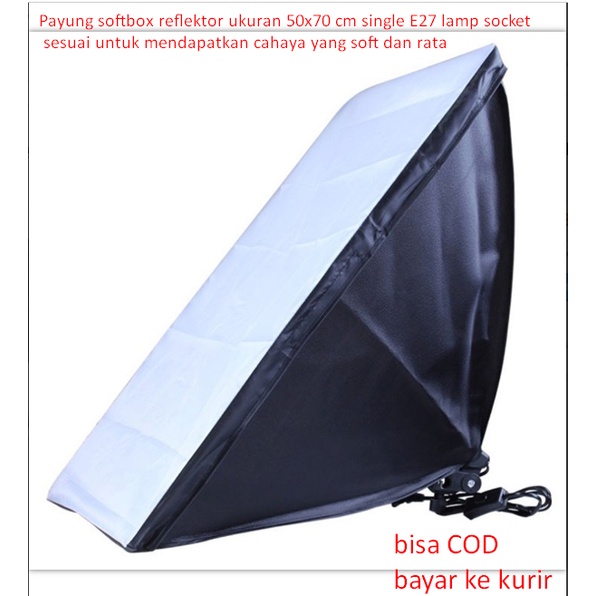 Jual Payung Softbox Reflektor Ukuran 50x70 Cm Single E27 Lamp Socket