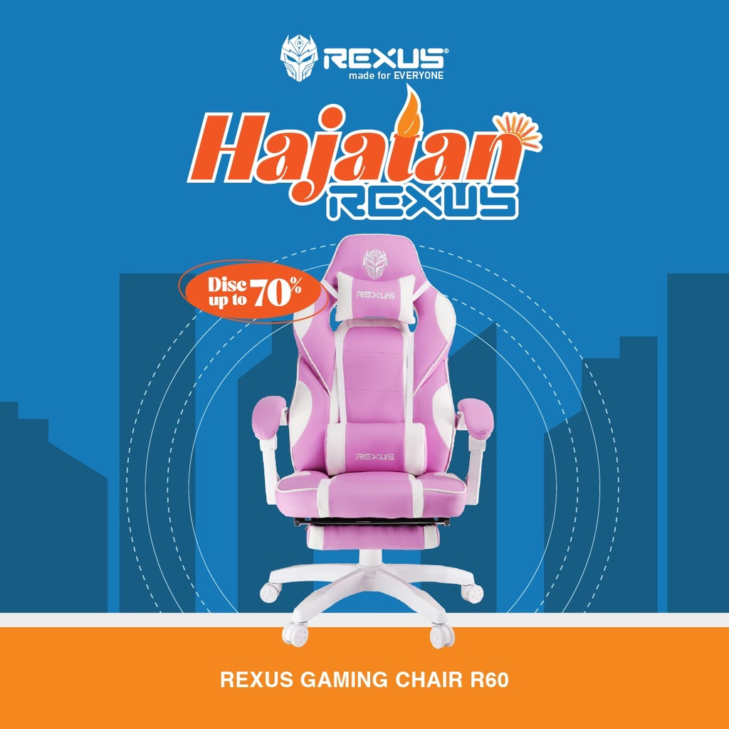 Jual Rexus RGC-R60 Gaming Chair Kursi Bangku Game for Gamer - REX-RGC ...