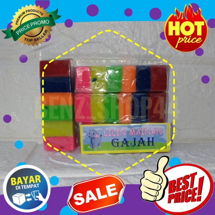Jual 4 PACK PLASTISIN GADJAH MALAM KECIL 6 WARNA, PLASTISIN, LILIN ...