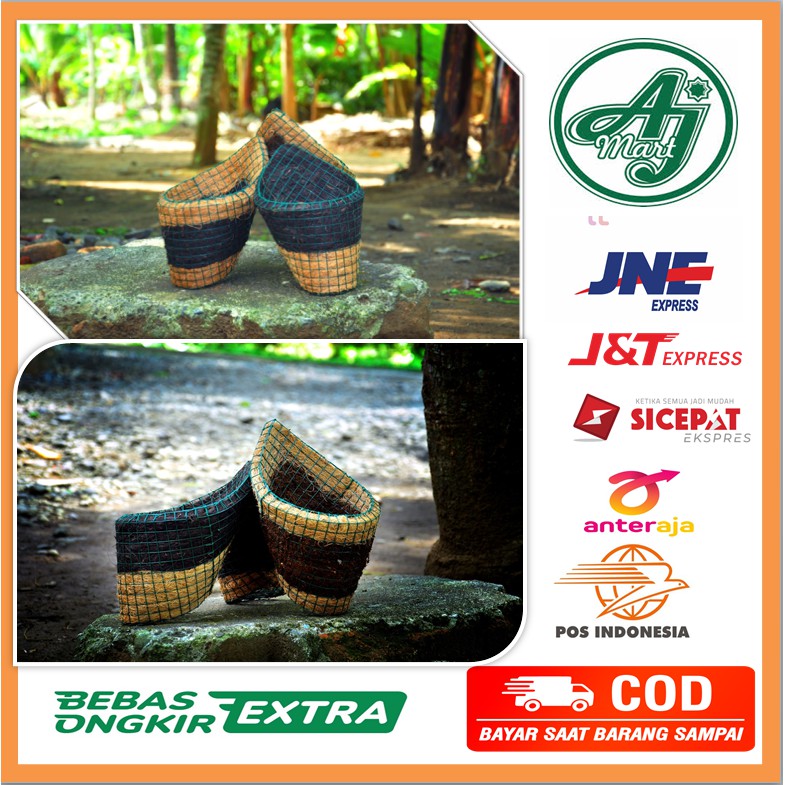 Jual Pot /vas bunga/anggrek bulan Tempel dinding gantung Serabut ...