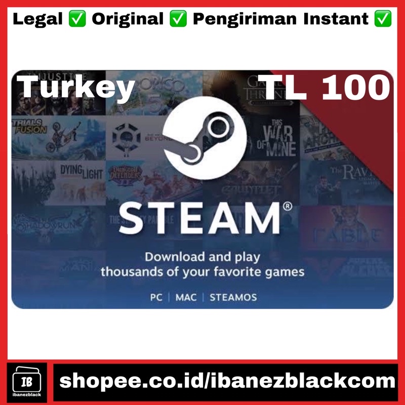 Jual Steam Wallet Code Turkey TL 100 Gift Card Digital Code | Shopee ...
